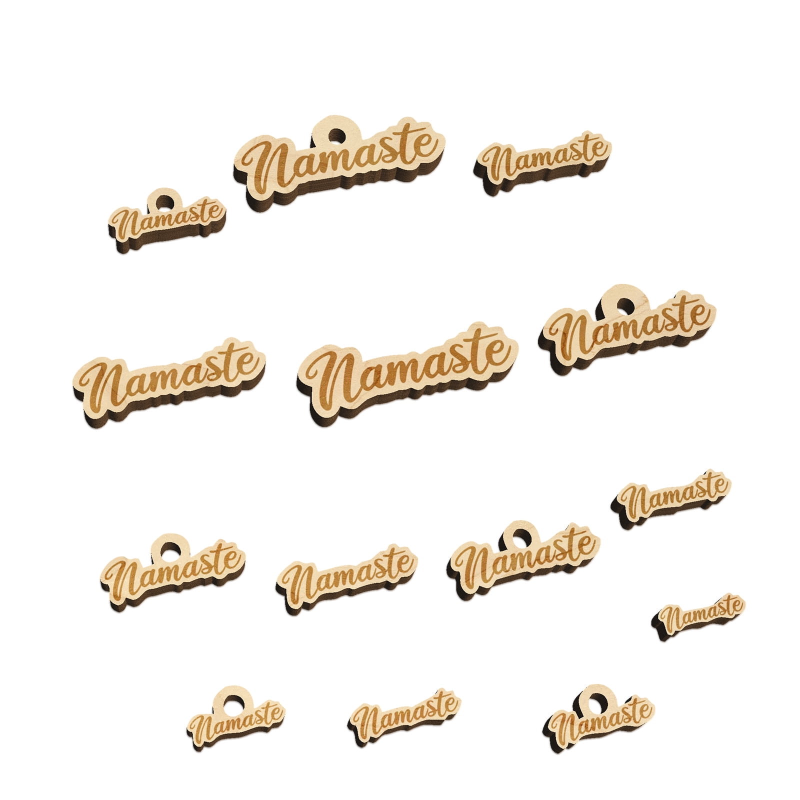 Namaste Script Font Wood Mini Charms Shapes DIY Craft Jewelry - With ...