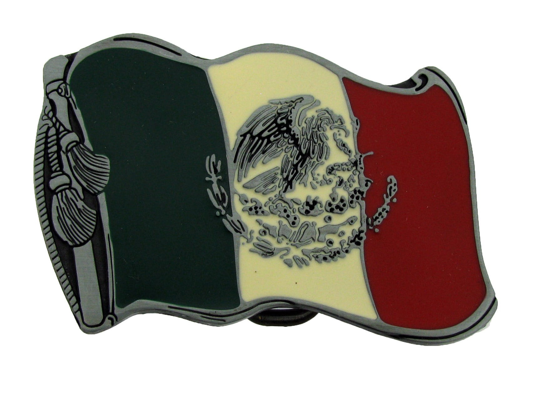 Wavy Mexican Flag Belt Buckle Mexico Country Independence Day Costume ...
