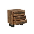 HomeRoots 521225 30 in. Distressed Three Drawer Wood & Metal Nightstand ...