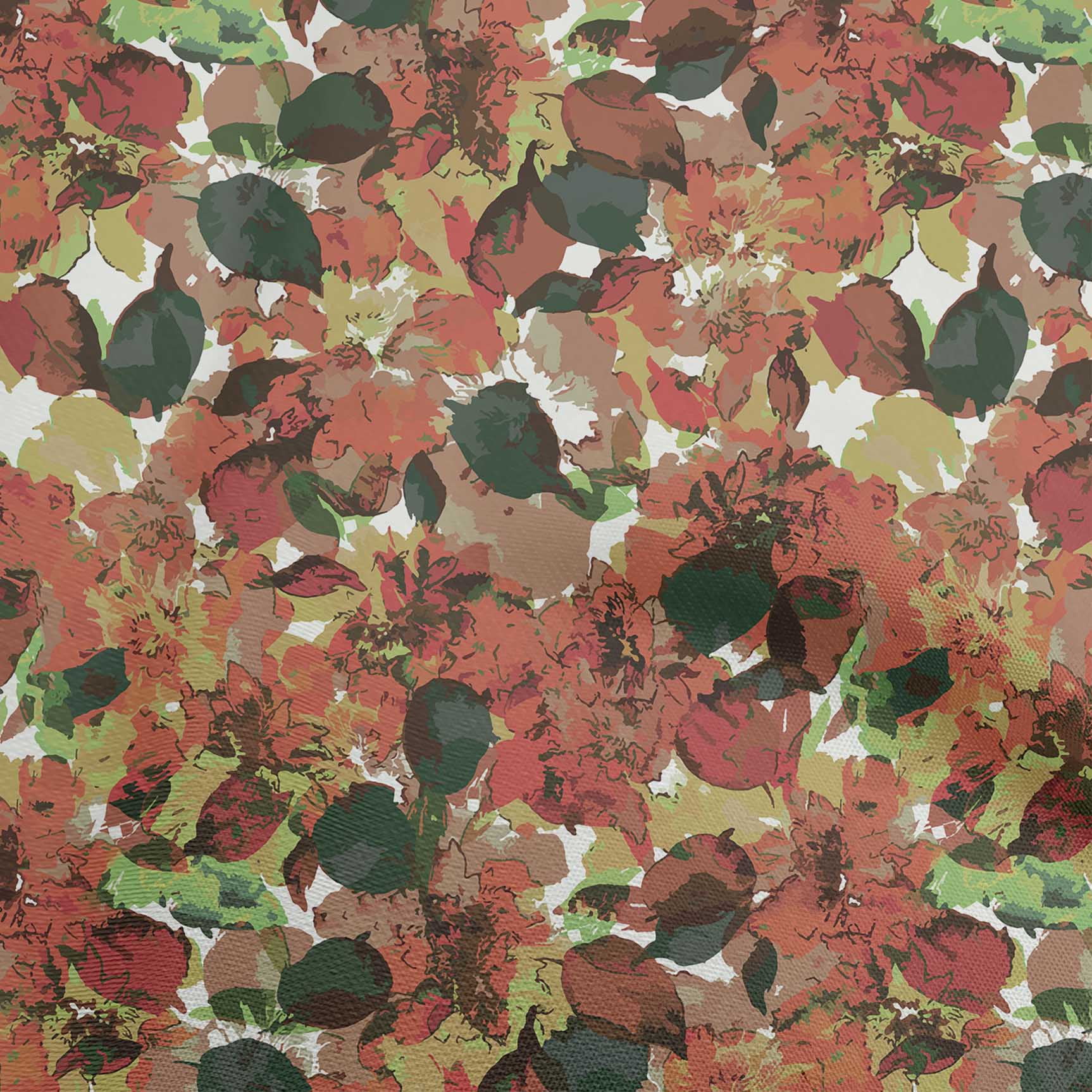 oneOone Cotton Silk Red Fabric Abstract Floral Fabric For Sewing ...