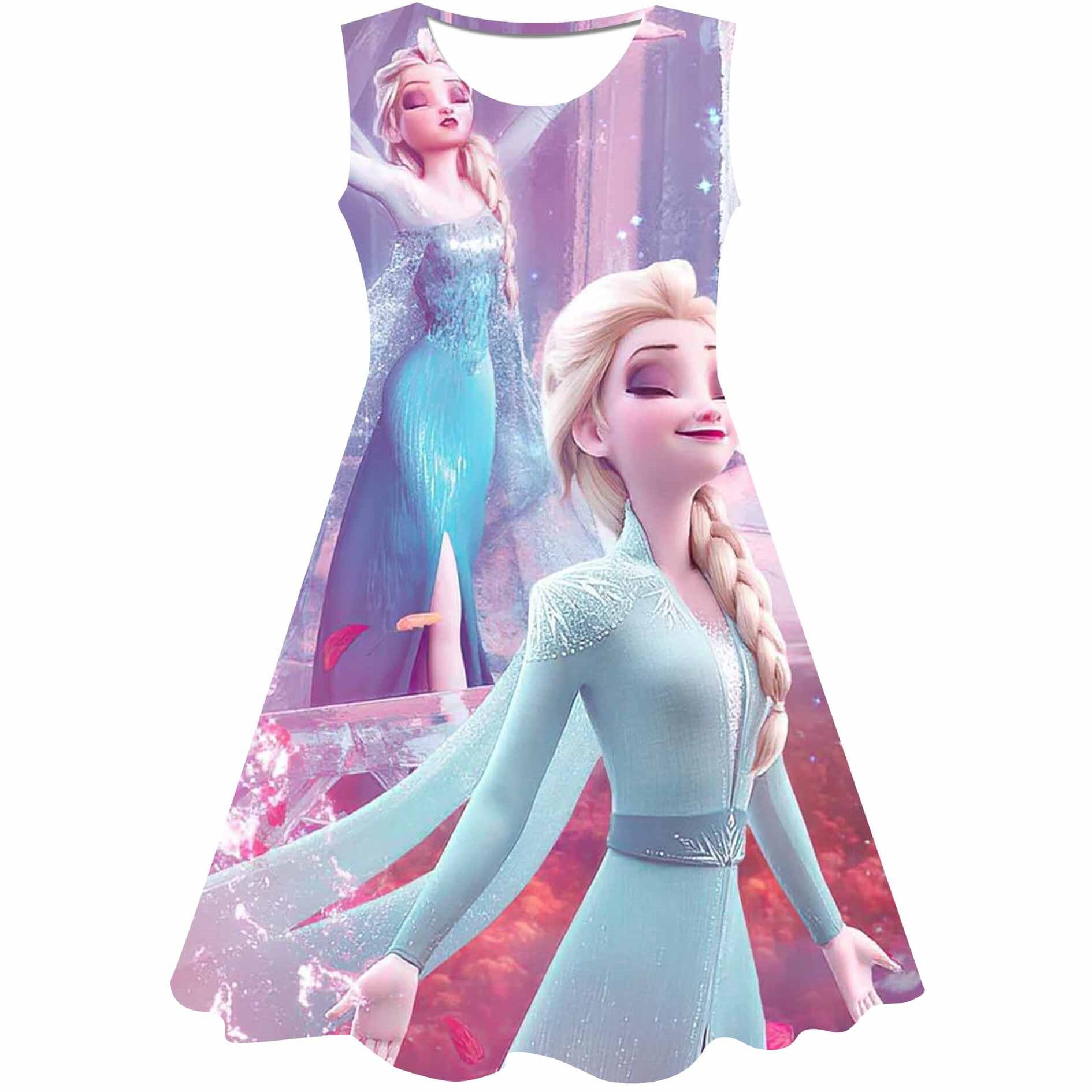 Frozen Anna princesa vestidos Snow Queen Girls Fancy Anna Elsa 3D ...