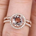 2.25 Carat 6mm Round Cut Morganite 10k Rose Gold Wedding Set Half ...