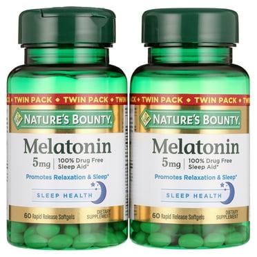 Nature's Bounty Dual Spectrum Bi-Layer Melatonin 5mg Tablets, 60 Count ...