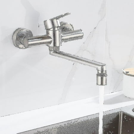 Kitchen Faucet Wall Mounted Rotable Kitchen Sink Tap Dual Hole Single ...