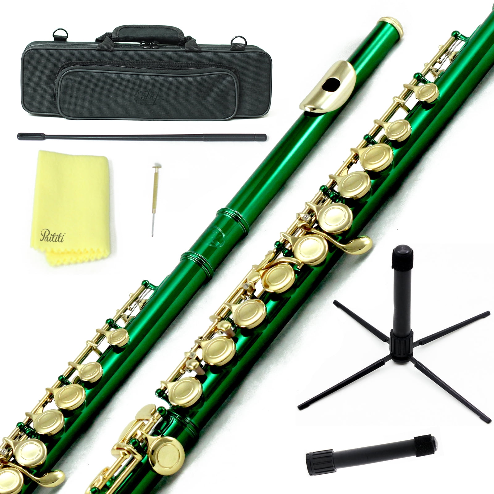 Sky Closed Hole C Flute with Lightweight Case, Cleaning Rod, Cloth ...