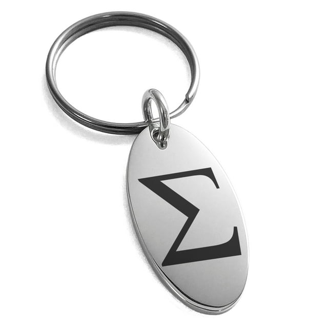 Stainless Steel Sigma Mathematical Engraved Small Oval Charm Keychain ...