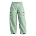 Aezemi Womens Elastic Waist Cropped Pants Palazzo Split Hem Button ...