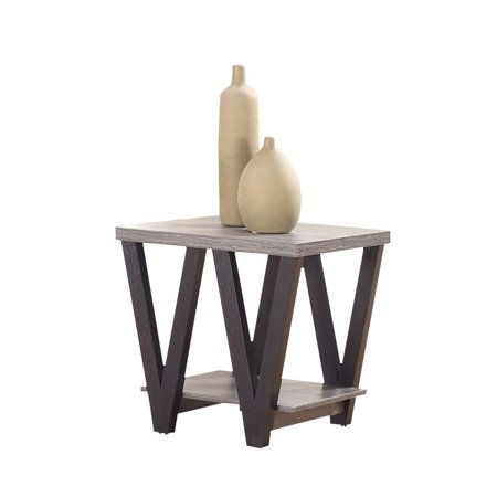 Coaster Higgins Wood V-Shaped End Table with Lower Shelf in Gray ...