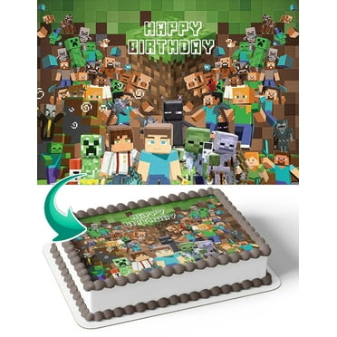 Minecraft Edible Cake Image Topper Personalized Picture 1/4 Sheet (8 ...