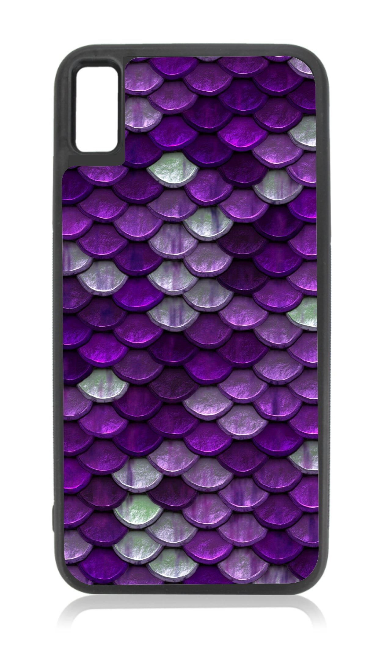 Purple Mermaid Scales Flat Print Design iPhone 10xs Girly Case Black ...