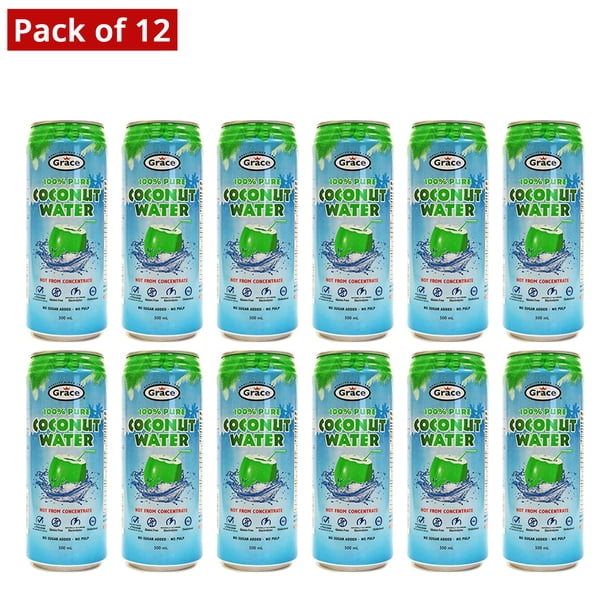 Grace 100% Pure Coconut Water 500ml (12 Pack) - Walmart.ca