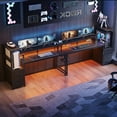 edx 59" Gaming Desk, USB Ports & LED Lights, Reversible Table with ...