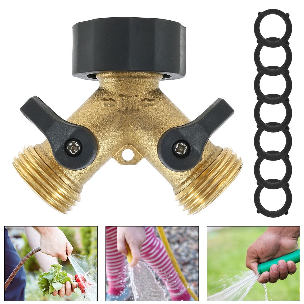 Lieonvis Garden Hose Splitter 2 Way, Heavy Duty Brass Connector Tap ...