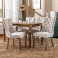 Oduse Daily Set Of 6 Beige Velvet Dining Chairs Tufted Upholstery
