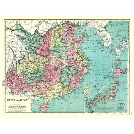 International Map - China and Japan - Williams 1860 - 29.71 x 23 ...