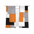 Abstract Color Block Orange Grey White Sheer Curtains 2 Panels Set ...