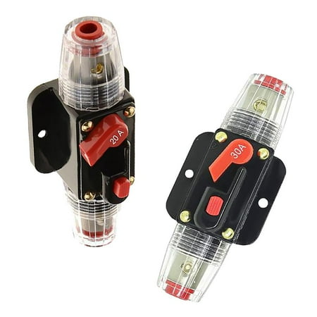 2PCS 20A & 30A Audio Inline Circuit Breaker, 12V DC Overload Protection ...