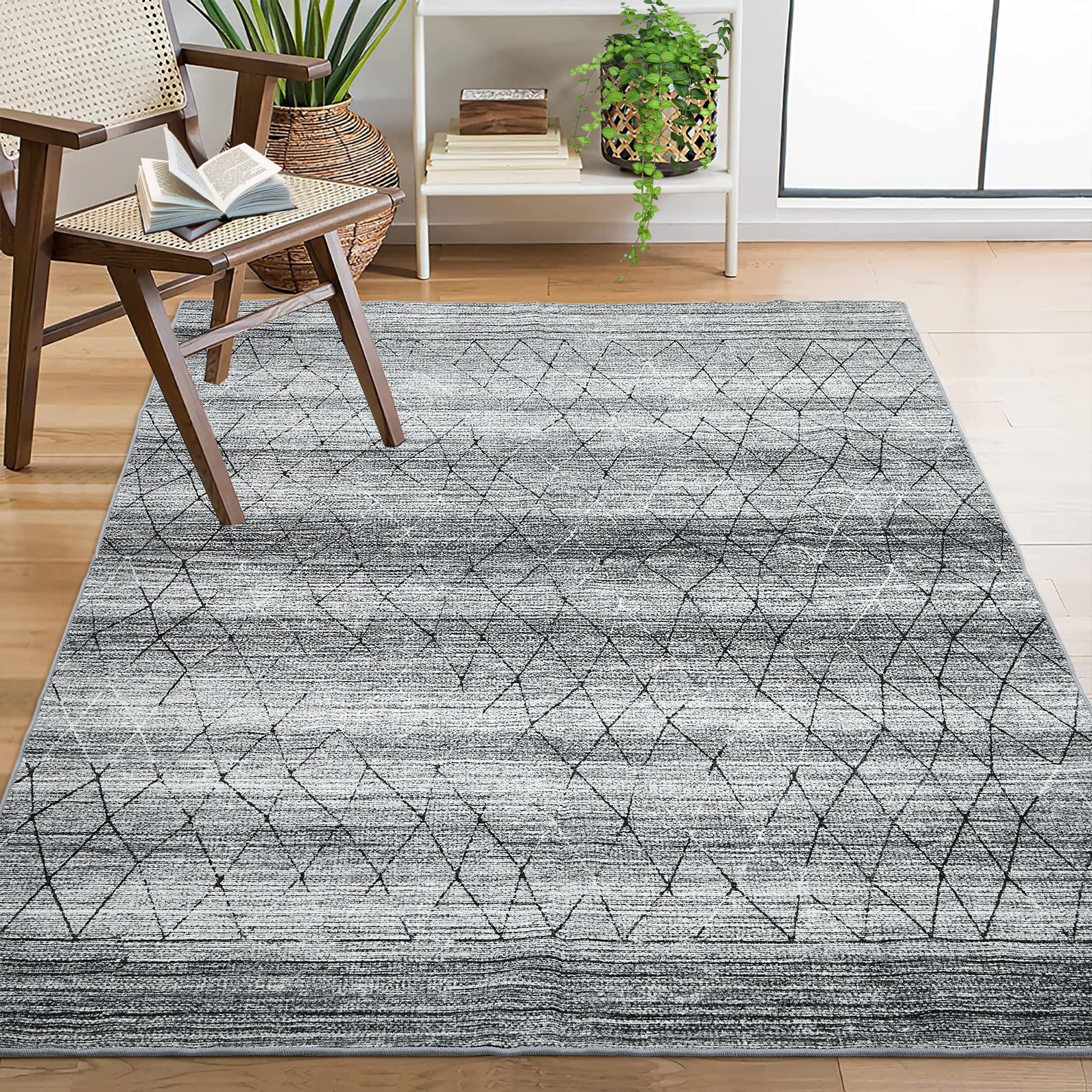 ZACOO 4'x6' Geometric Moroccan Area Rug Boho Trellis Carpet Rugs Modern ...