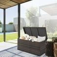 Ktaxon 132 Gallon Outdoor Rattan Storage Box, Patio Wicker Bench, Brown ...