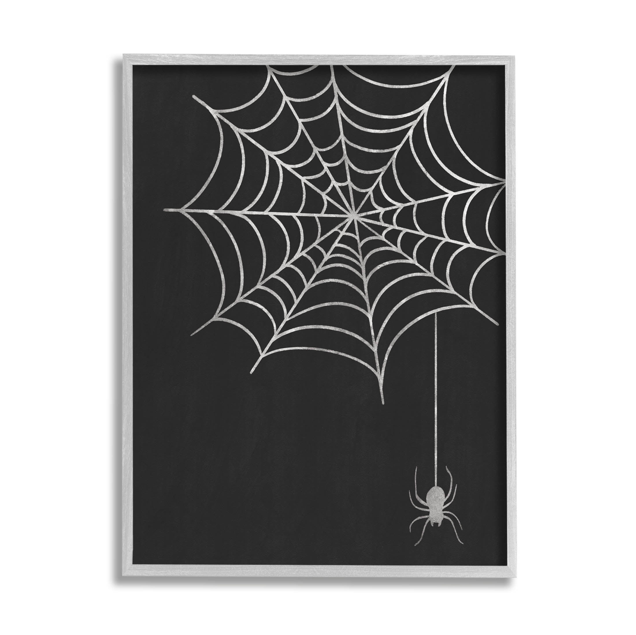 Stupell Industries Dangling Spider Web Insect Graphic Art Gray Framed ...