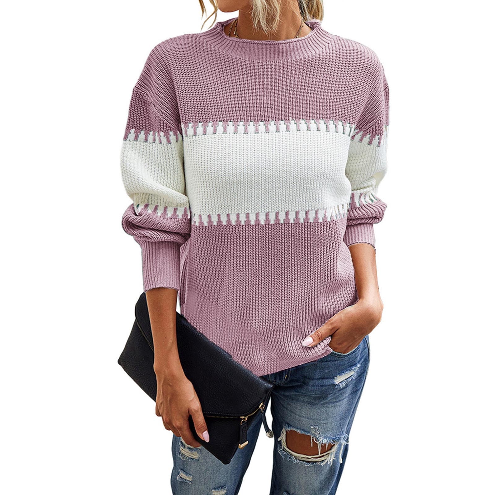 OKBOP Mock Neck Long Sleeve Tops for Women, Fashion Long Sleeves Round ...