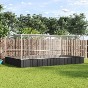 vidaXL Extra Large Outdoor Bird Cage, Tall Flight Metal Aviary ...