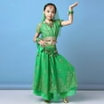 Byoo Tween Girls Belly Dance Outfit Set Short Sleeve Gold Print Crop ...