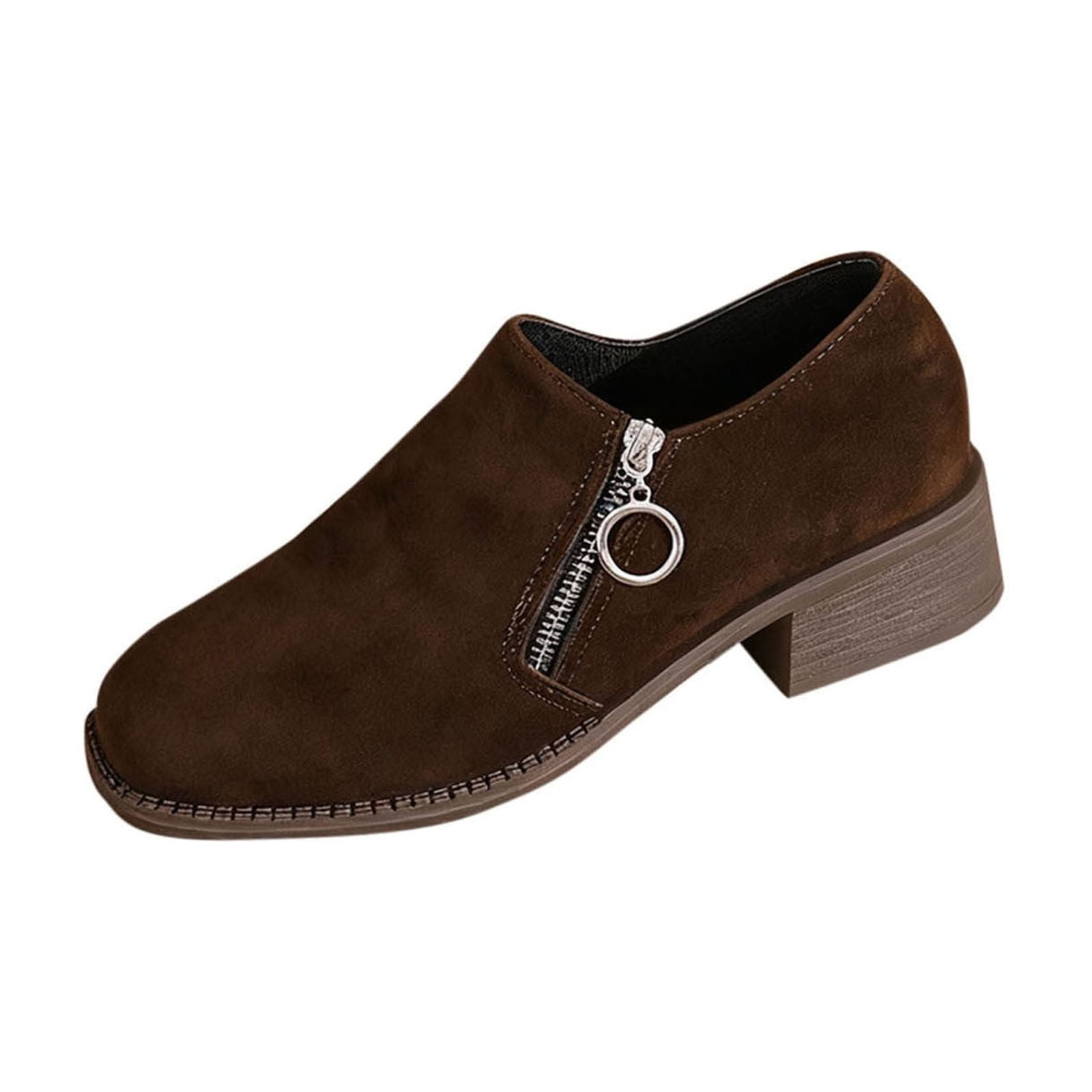 Click here for Hzomhy Brown Ladies Low Heel Shoes With Round Toe... prices