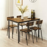 Modern Dining Set for 4, 5-Piece Dining Table and Chairs, Metal Table ...