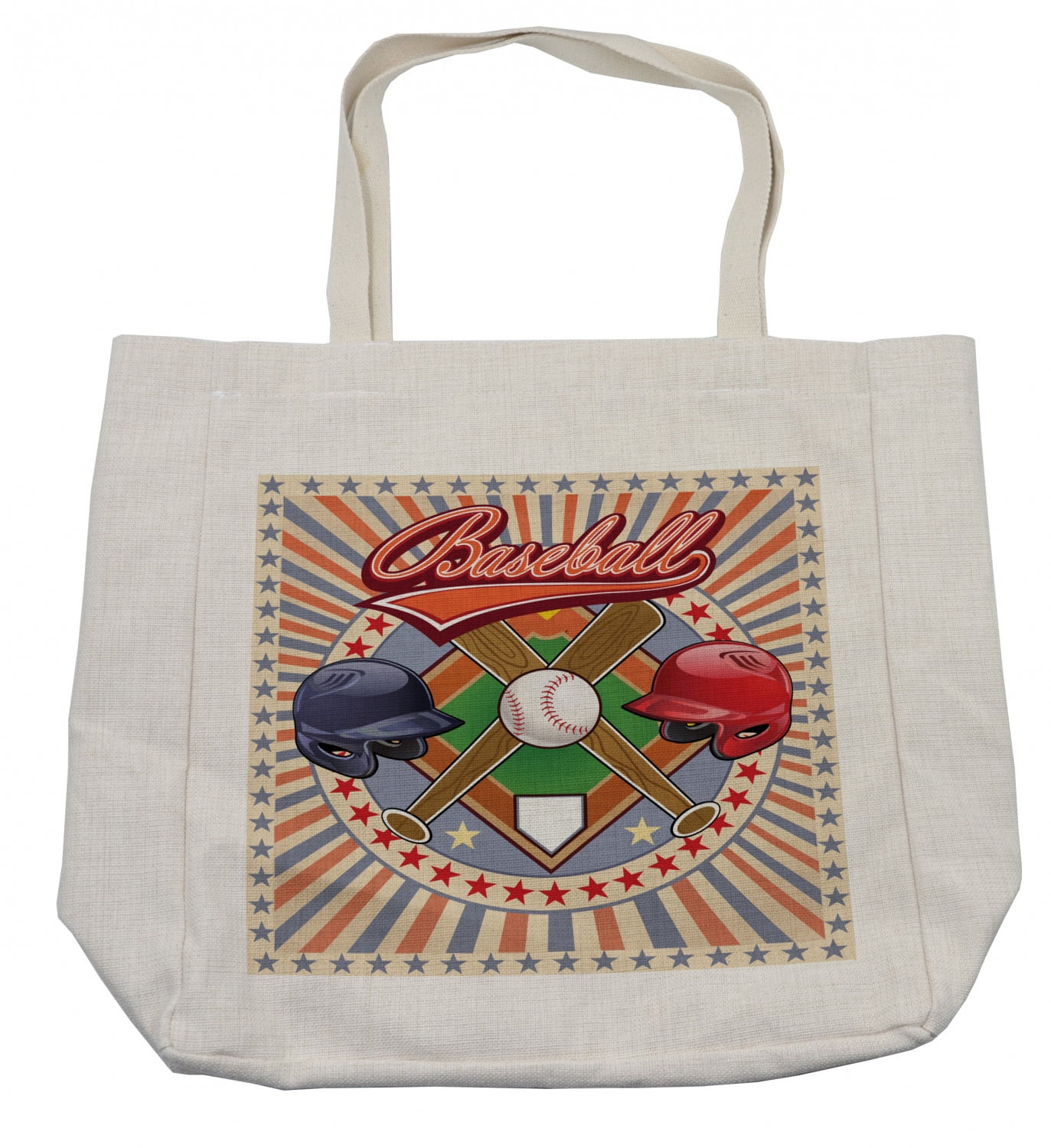 Baseball Shopping Bag, Retro Pop Art Softball Logo Vertical Striped ...