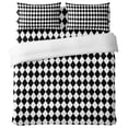 Abstract Diamond Lattice Black and White Queen Size Bed Set,Modern ...