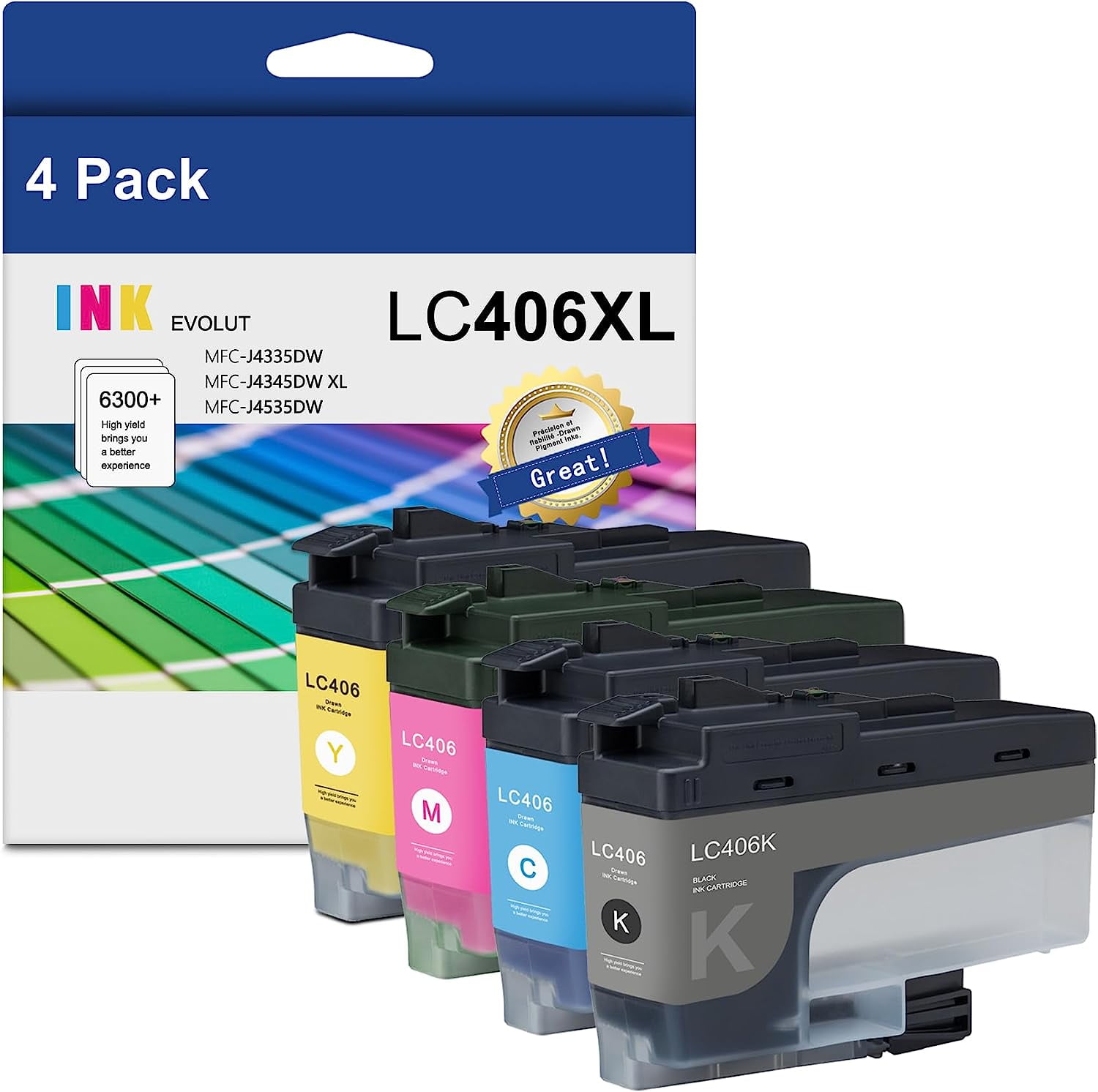 LC406XL High-Yield Ink Cartridge(4-Pack, 1BK/1C/1M/1Y) - Eout ...