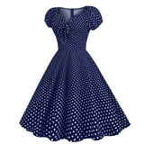 Women Vintage 1950s Retro Rockabilly Prom Dresses Cap-Sleeve V Neck ...