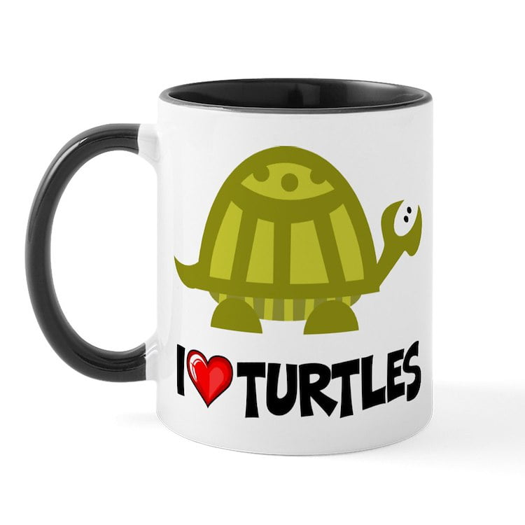 CafePress - I Love Turtles Mug - 11 oz Ceramic Mug - Novelty Coffee Tea ...