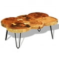 vidaXL Coffee Table End Table with Iron Legs 4 Trunks Solid Wood ...
