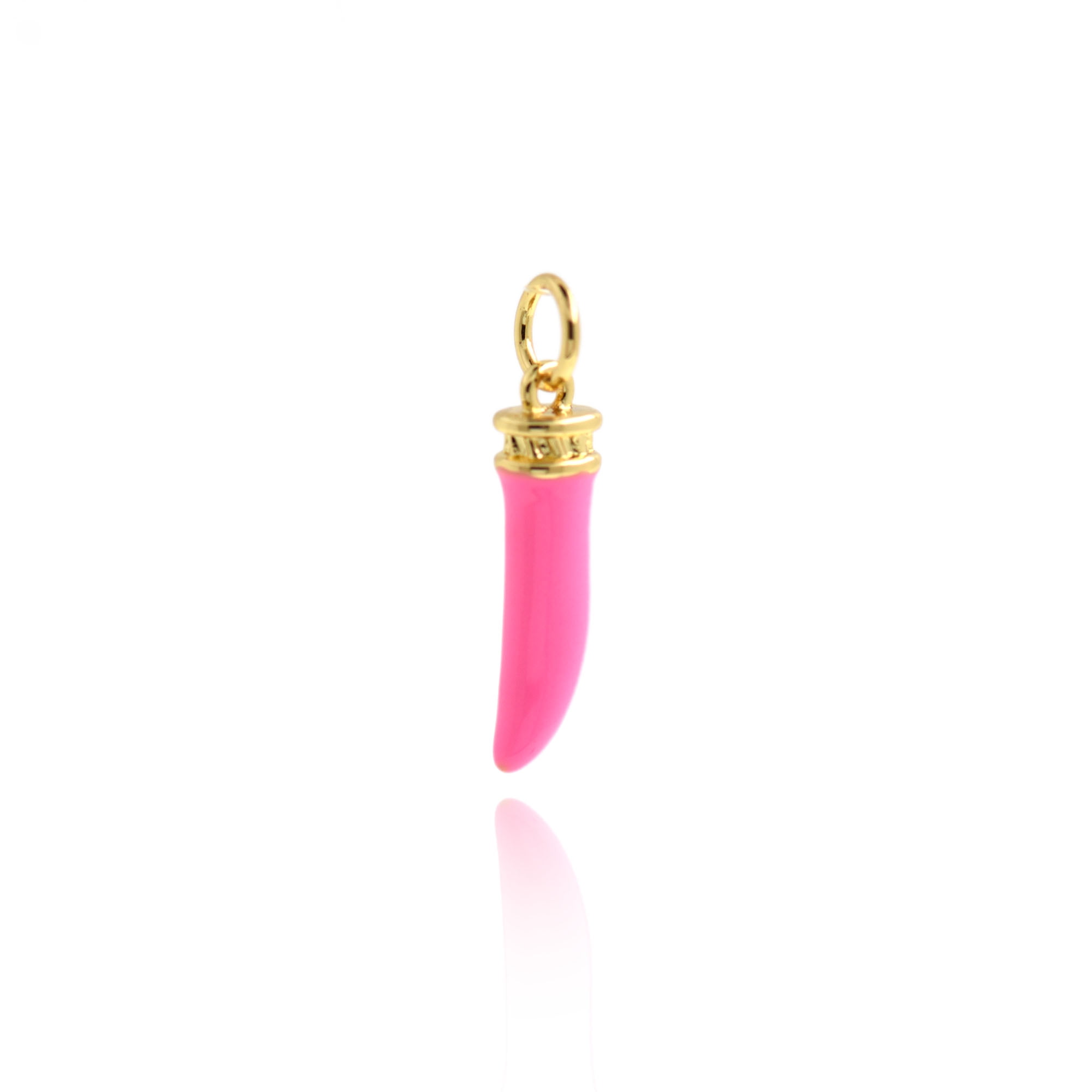 BACATUS Dainty Gold Italian Luck Horn Pendant,Enamel Chili Cornicello ...