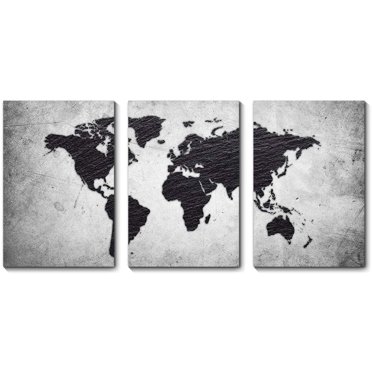 Crystal Art 3 Piece World Map Wrapped Canvas Wall Art Decor Set 19 x 30 ...