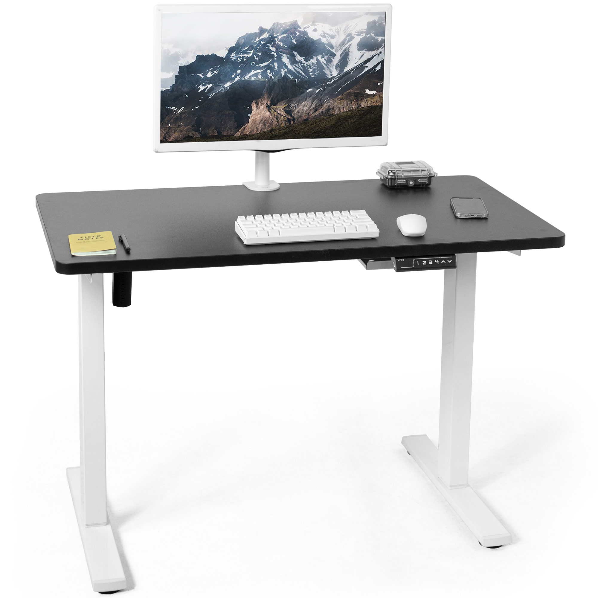 VIVO Electric 43” x 24” Stand Up Desk | Black Table Top, White Frame ...