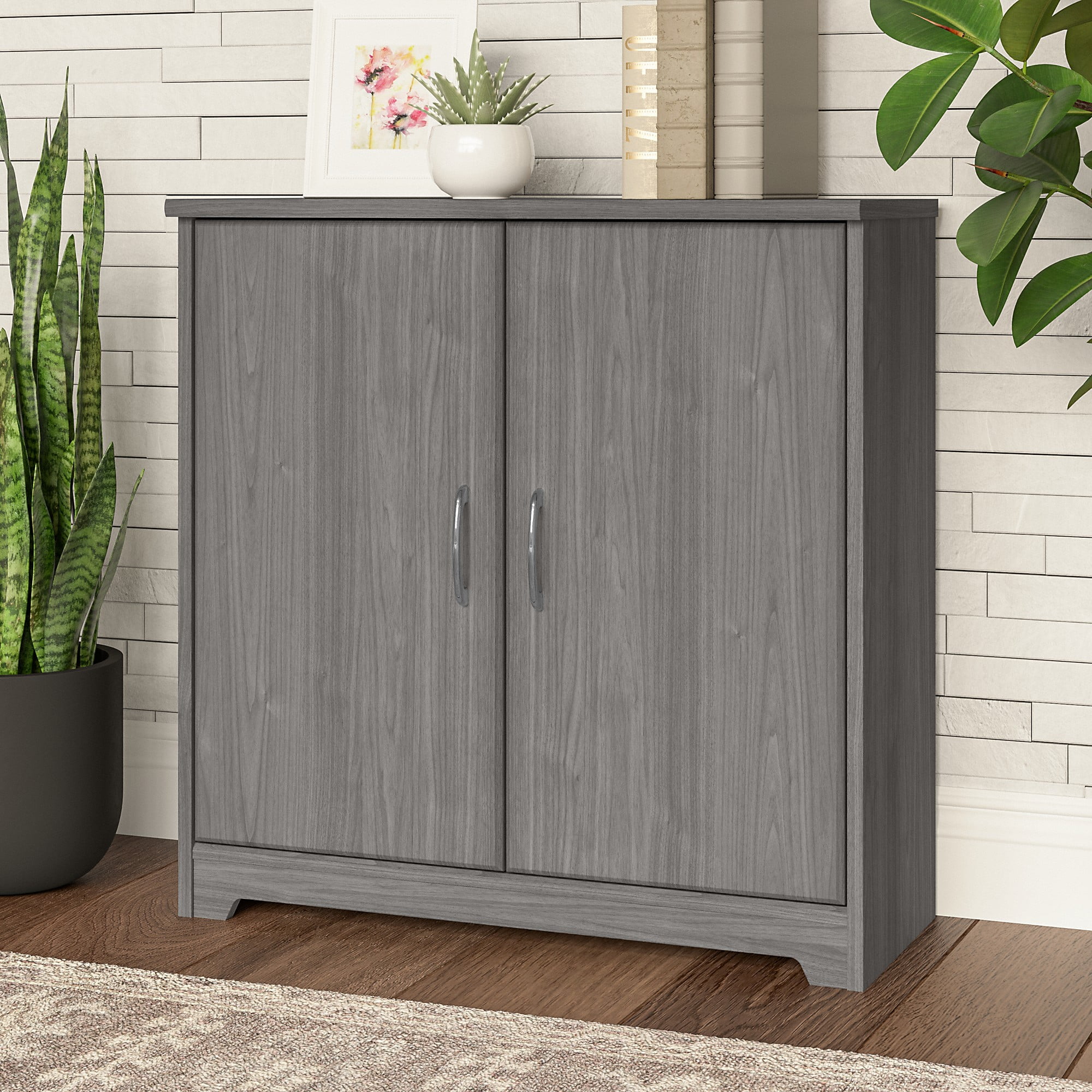 Bush Furniture Cabot Small Storage Cabinet with Doors in Modern Gray ...
