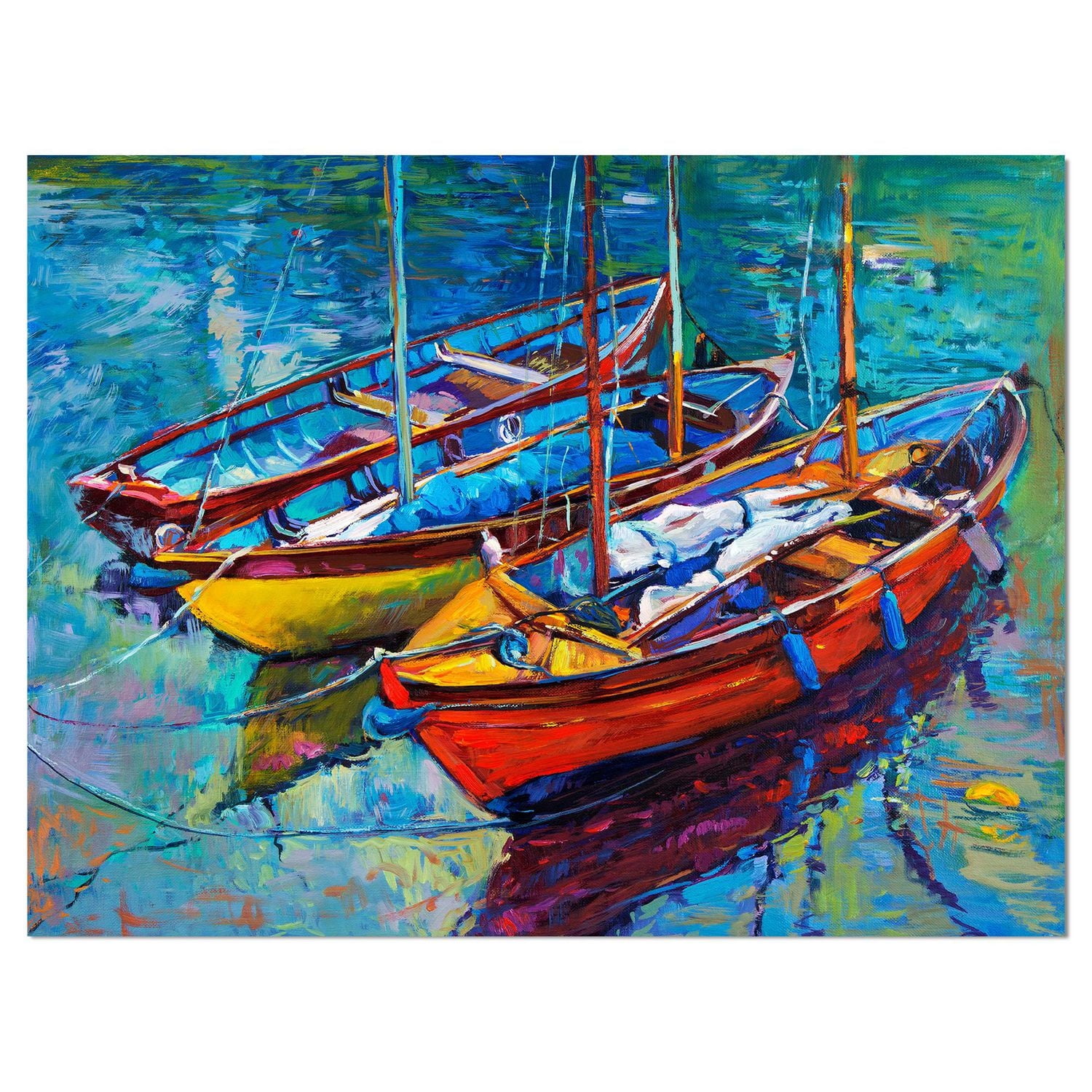 Click here for Designart Three Fishing Boat Oil Painting Canvas W... prices