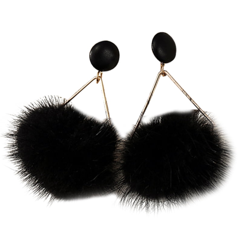 Click here for Nobrand Pom Pom Dangle Earrings Fluffy Fuax Fur Dr... prices