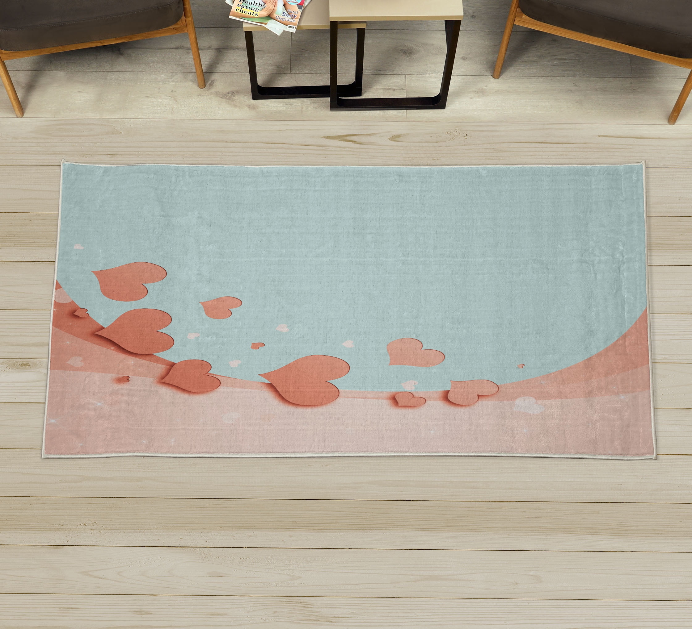 Love Decorative Rug, Valentines Day Romance Art with Hearts Stars ...