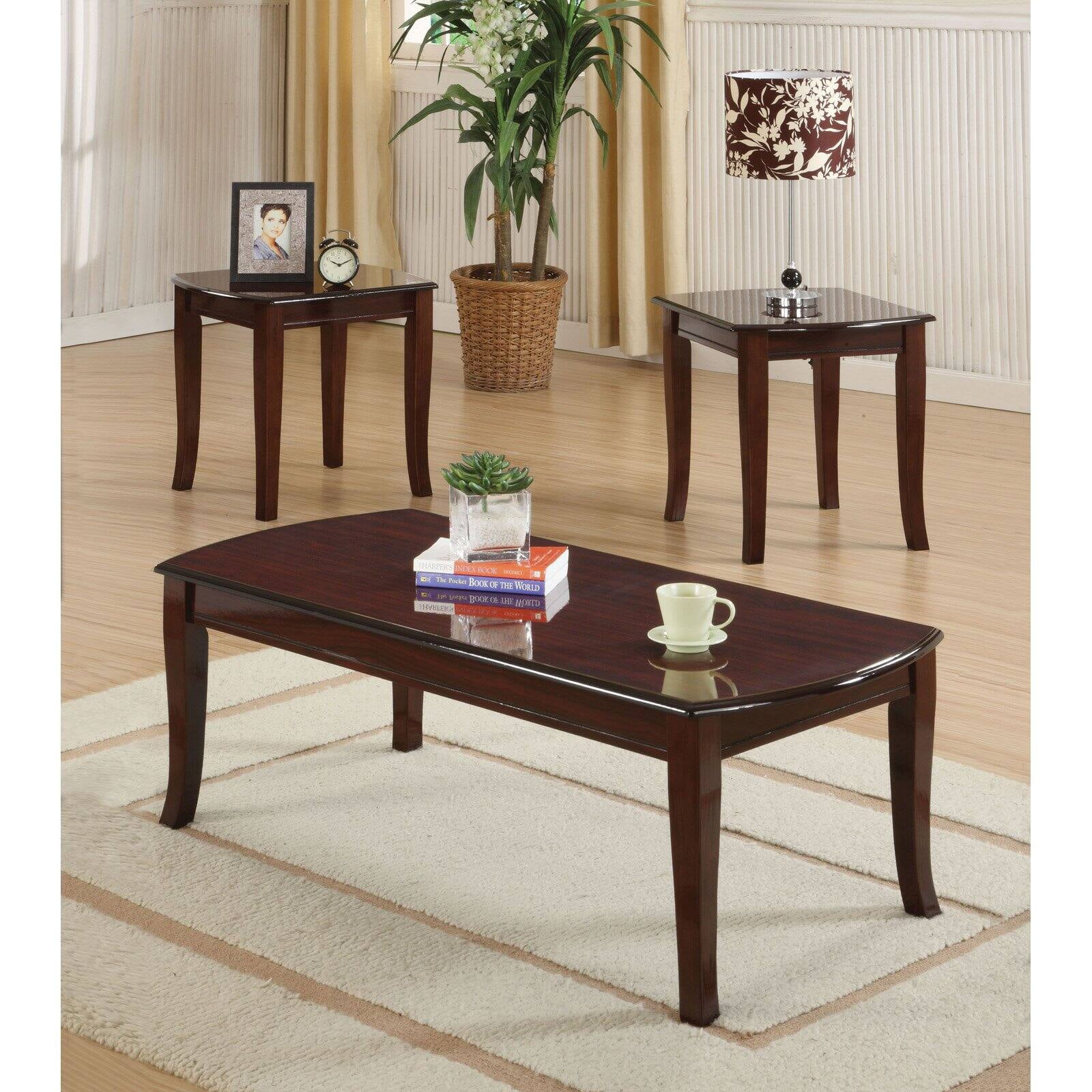 ACME Camarillo 3-Piece Pack Coffee/End Table Set, Cherry - Walmart.com