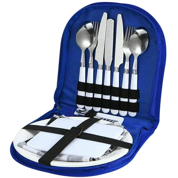 Camping Cutlery Set, 12 Piece Camping Dinnerware Set with Knife, Fork ...