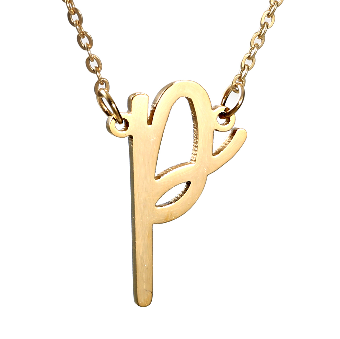 Cursive Initial P Pendant Necklace 18k Gold Plated Stainless Steel ...