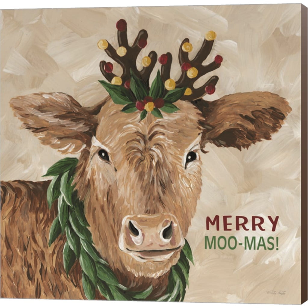 Great Art Now Merry Moo-mas by Cindy Jacobs, Canvas Wall Art, 12W x 12H ...