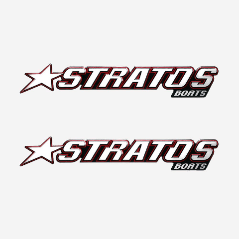 Stratos Boat Graphic Decal | 10 3/4 x 2 3/4 Inch Red Black (Pair ...