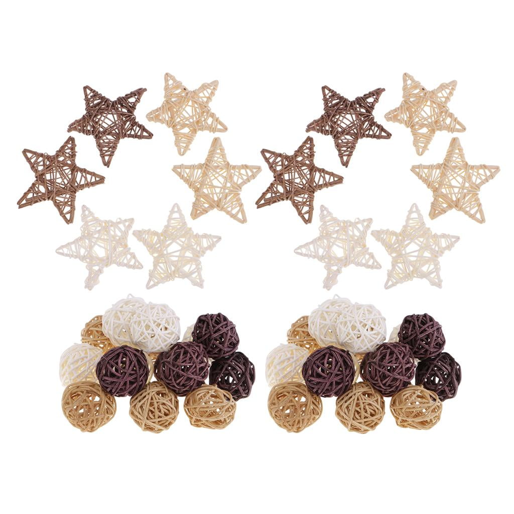 Click here for Yuksok 42pc 3/7cm Star Rattan Wicker Ball Christma... prices