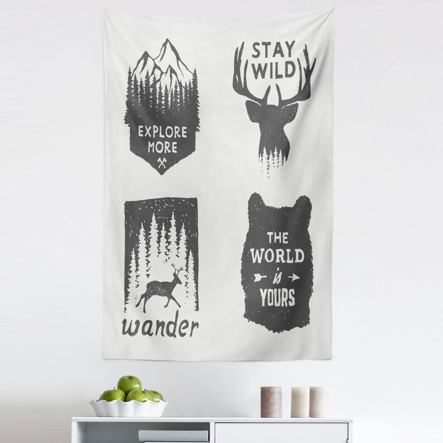 Saying Tapestry, Wilderness Emblems Stay Wild Wander the World is Your ...