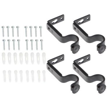 Kenney 1" Adjustable 3.5-4.5" Curtain Rod Mounting Brackets, Set of 2 ...